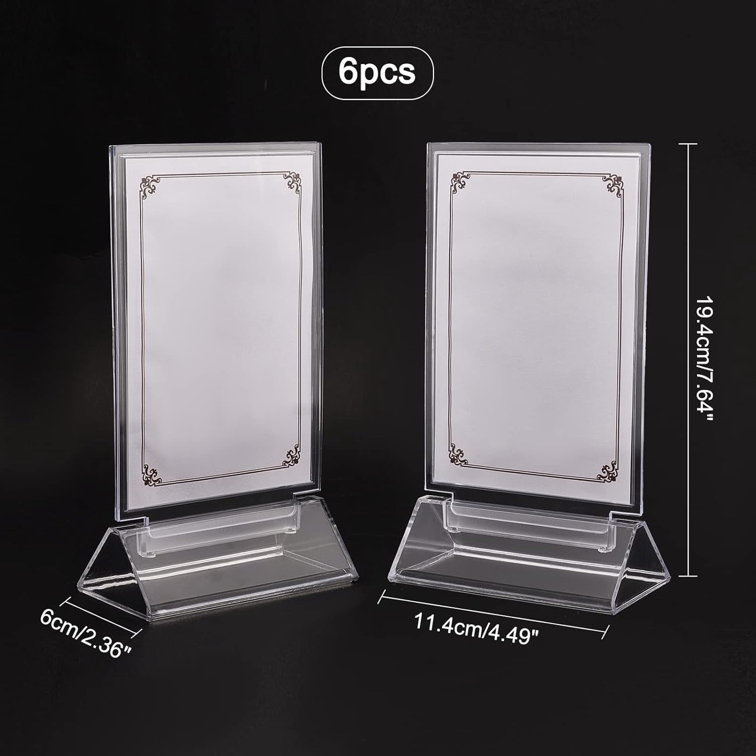6 Sets Clear Acrylic Sign Holder Table Menu Display Stand Wedding ...