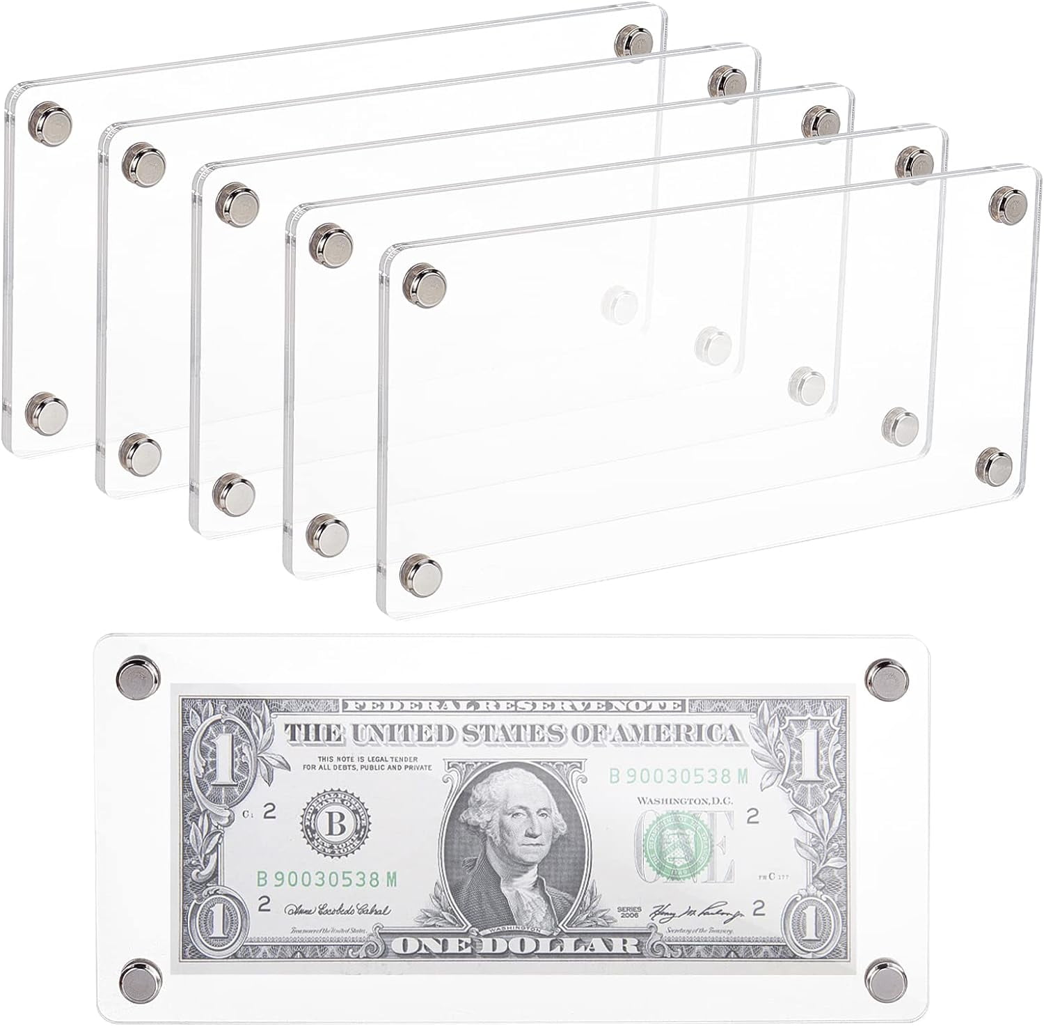 6 Sets Clear Dollar Bill Frame Acrylic Currency Frame Display ...