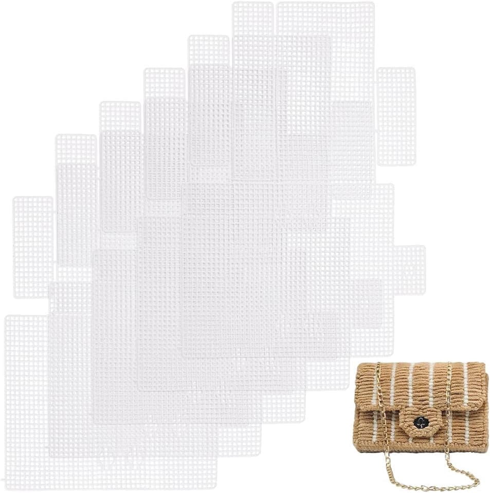 6 Sets Clear Plastic Mesh Canvas Sheets for Embroidery Handmade ...