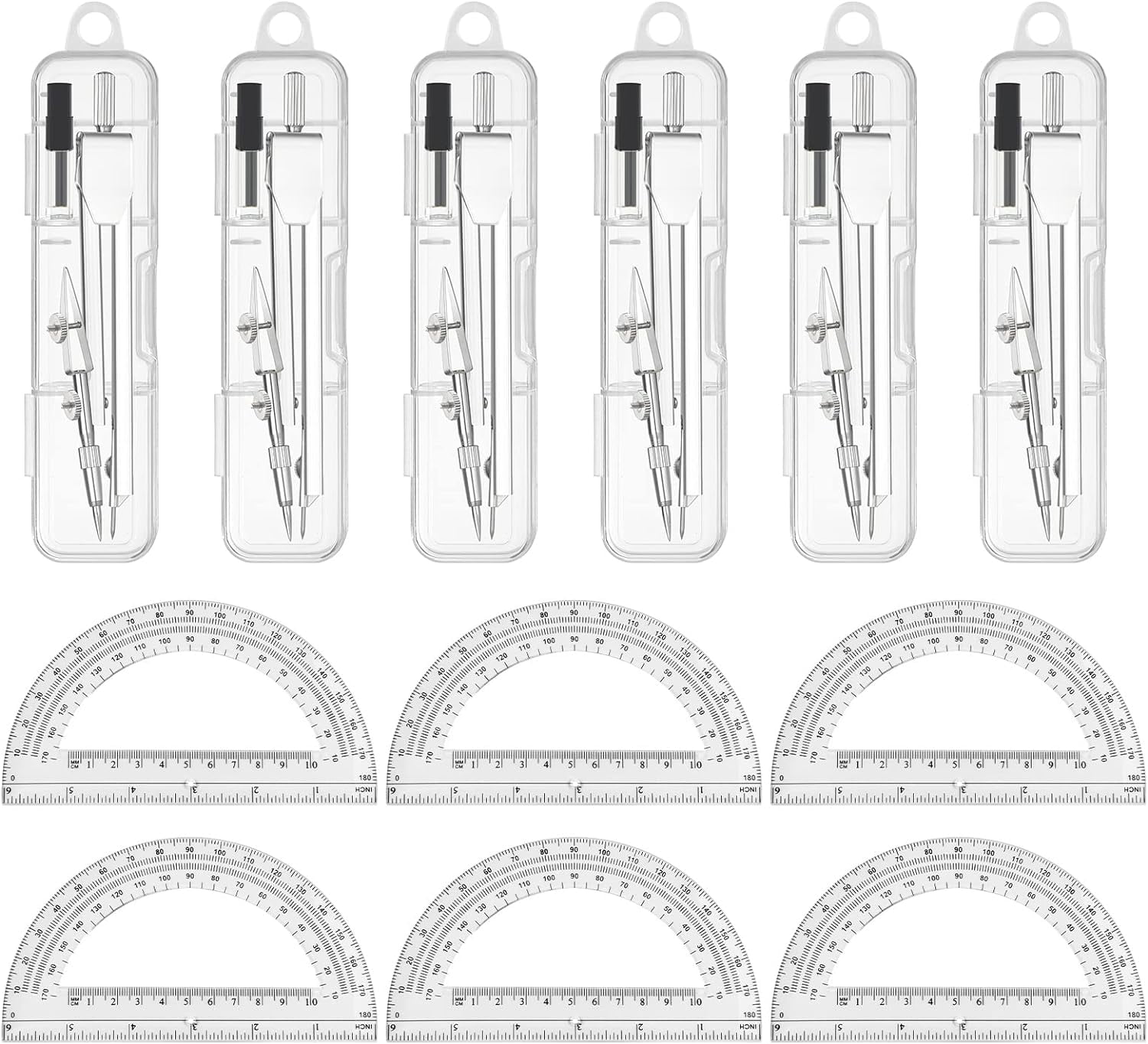 6 Sets Compass and Protractor Sets Student Basics Geometry Math Set ...