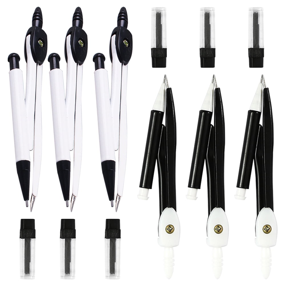 6 Sets Compasses Circle Drawing Tool Protractor Metal Pencil Large for ...