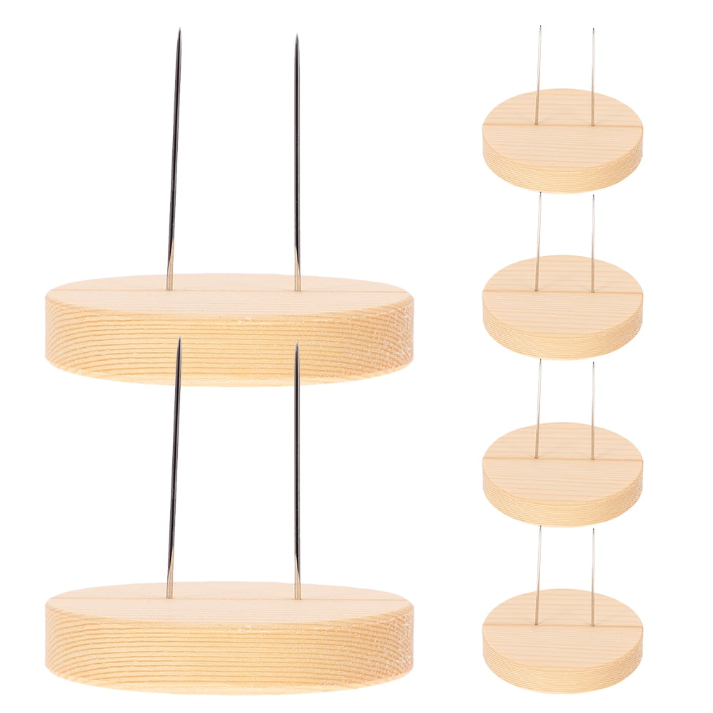 6 Sets Cute Doll Stand Wooden Base Crochet Holder Double Needle Stuffed ...