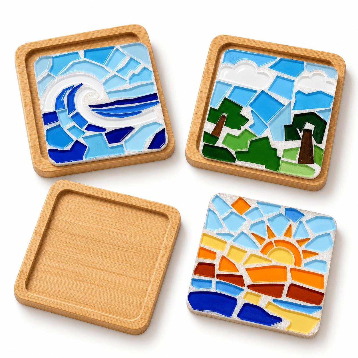 6 Sets Diy Mosaic Coaster Kit With Landscape Patterns Design Coasters ...