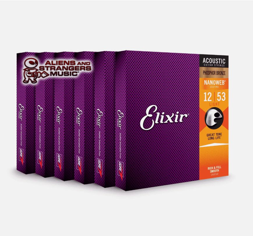 6 Sets! Elixir NANOWEB Phosphor Bronze Acoustic — 16052 Light .012-.053 ...