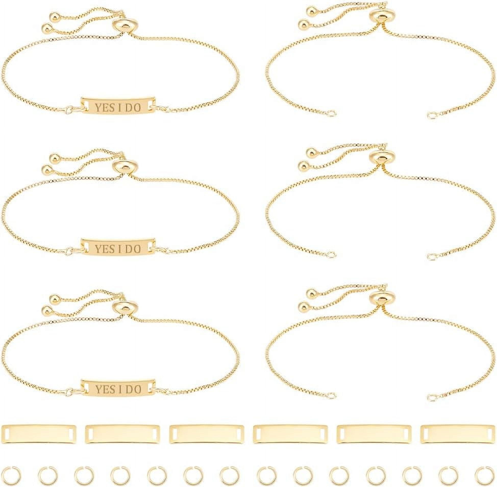 6 Sets Engravable Bracelets DIY Kit Slider Bracelet DIY Blank Rectangle ...