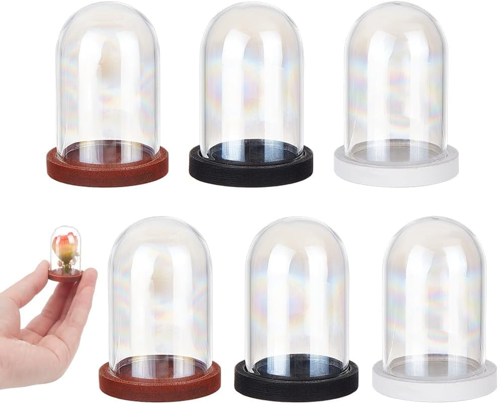 6 Sets Glass Dome 1.18x1.65 Inch Ball-Shaped Clear Glass Display Case ...
