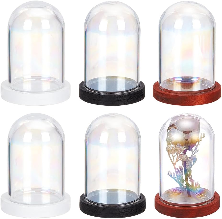 6 Sets Glass Dome 1.18x1.65 Inch Ball-Shaped Clear Glass Display Case ...
