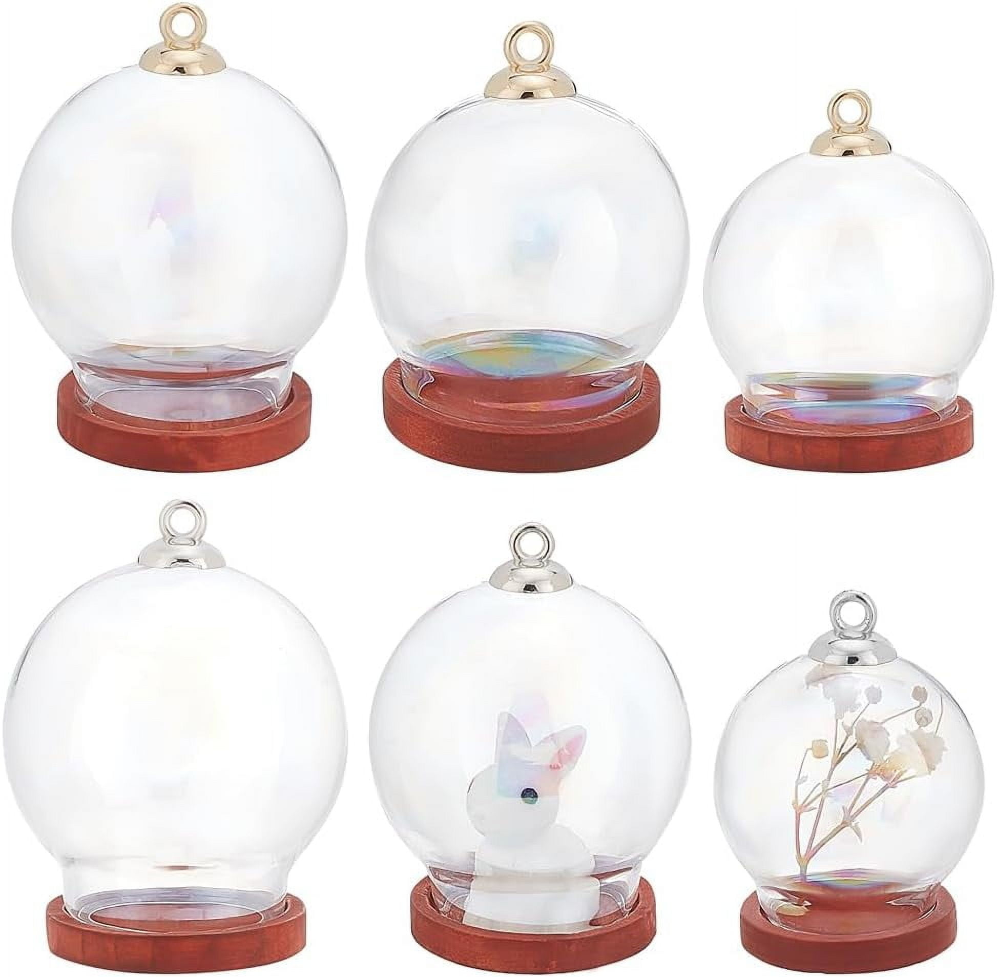 6 Sets Glass Dome Cover 3 Sizes Decorative Display Case with Wood Base ...