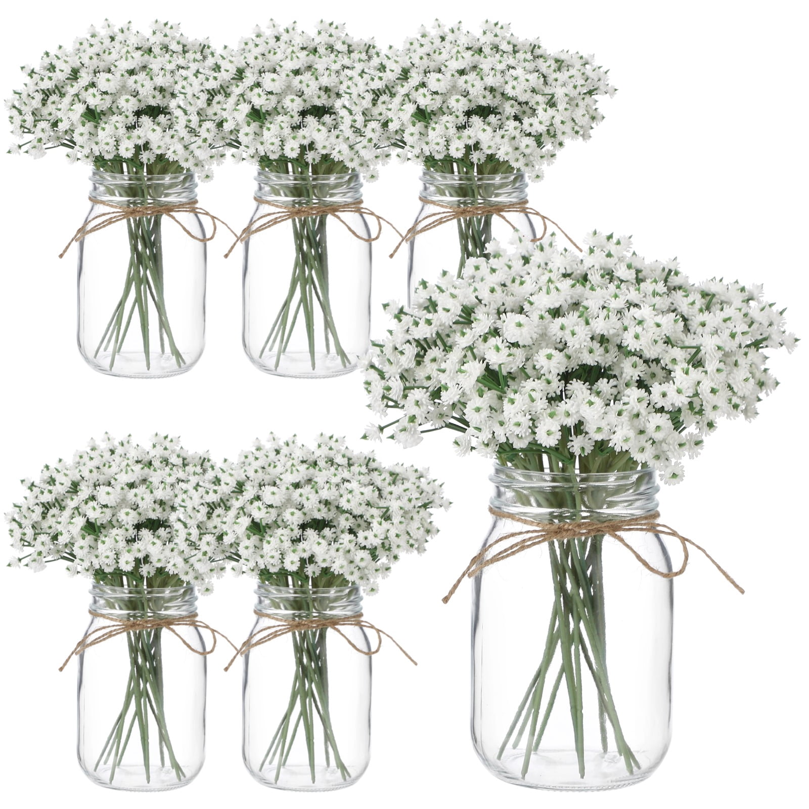6 Sets Glass Jar Table Centerpieces, Glass Flower Vases with Artificial ...