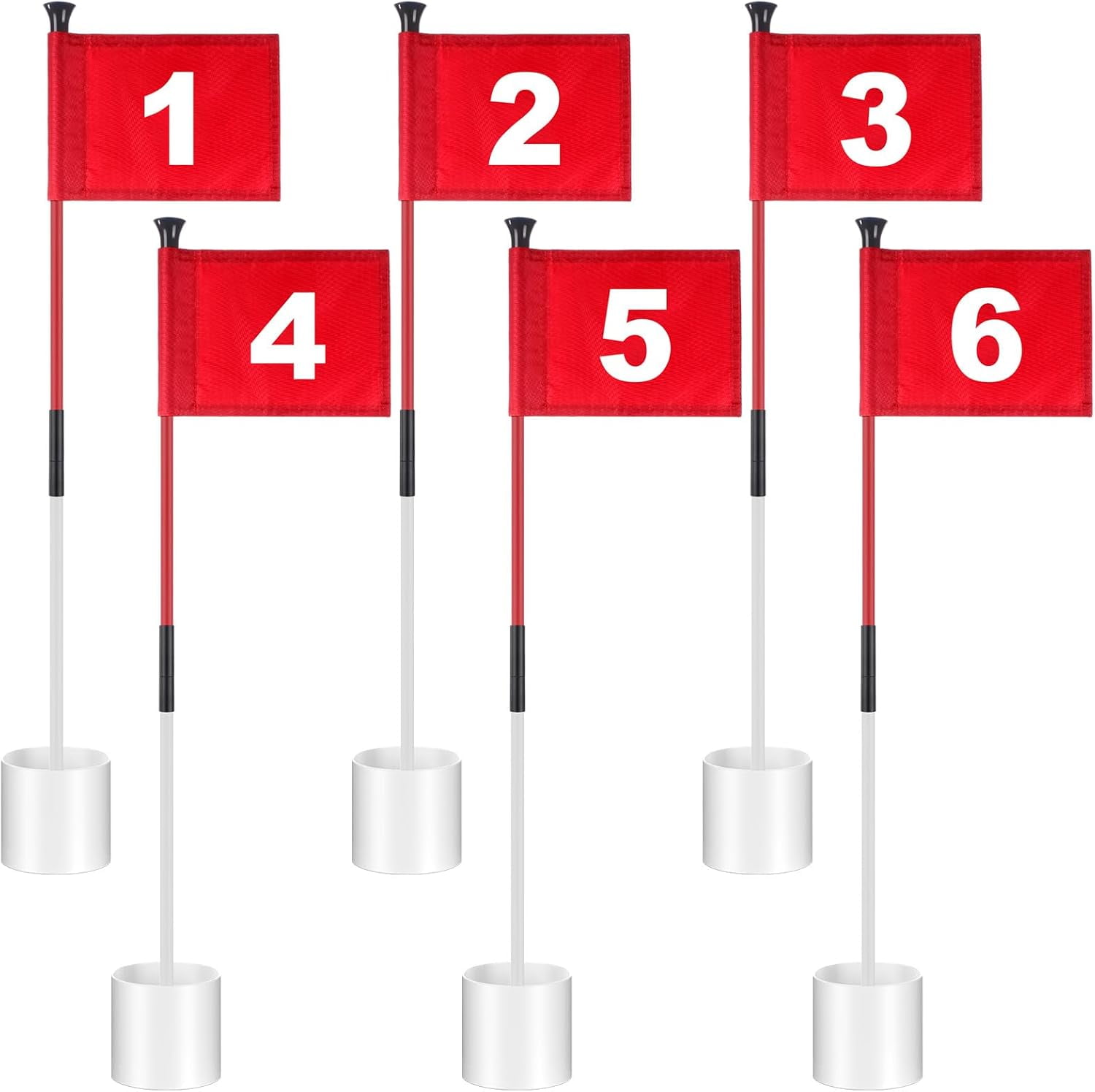 6 Sets Golf Pin Flag Hole Cup Set Practice Putting Green Flags Golf ...