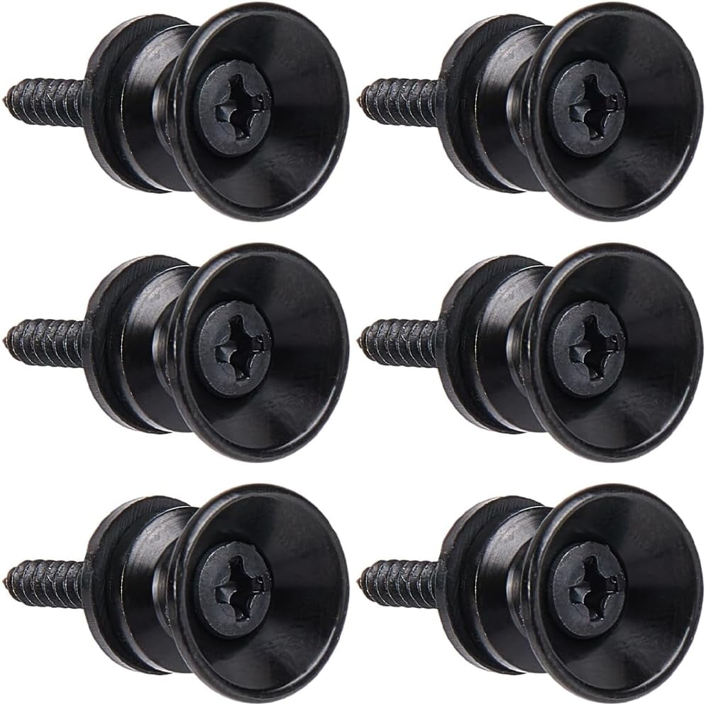 6 Sets Guitar Strap Button Lock Acoustic Strap Button Metal Black Folk ...