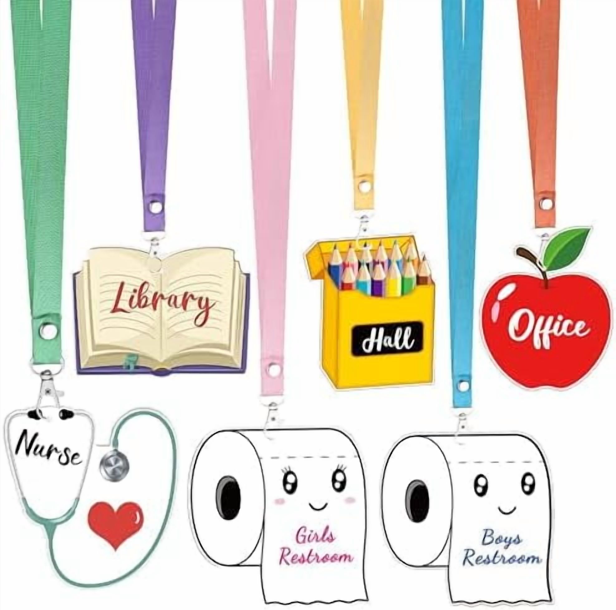 6 Sets Hall Passes for Classrooms - Unbreakable Wooden Hall Pass ...
