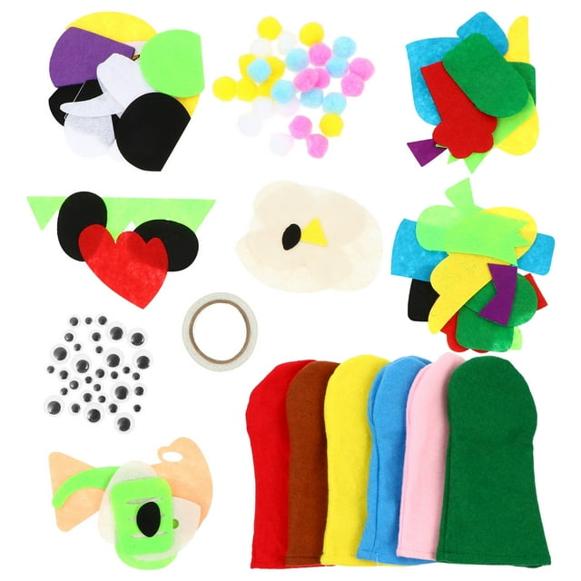 6 Sets Hand Puppet Kit Toy Felt DIY Materials DIY Felt Crafts Kit ...