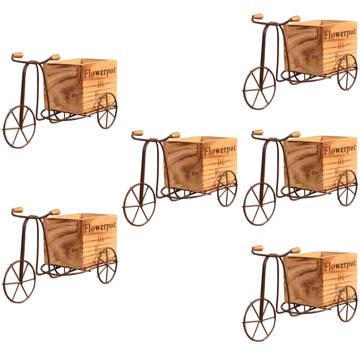 6 Sets Iron Tricycle Plant Stand Rustic Style Flower Pot Bike Planter ...