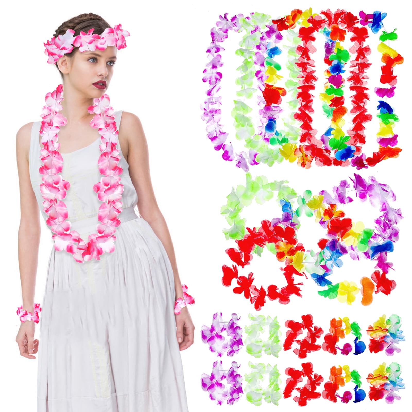 6 Sets Leis For Luau Party Hawaiian Lei Hawaiian Garland Artificial ...