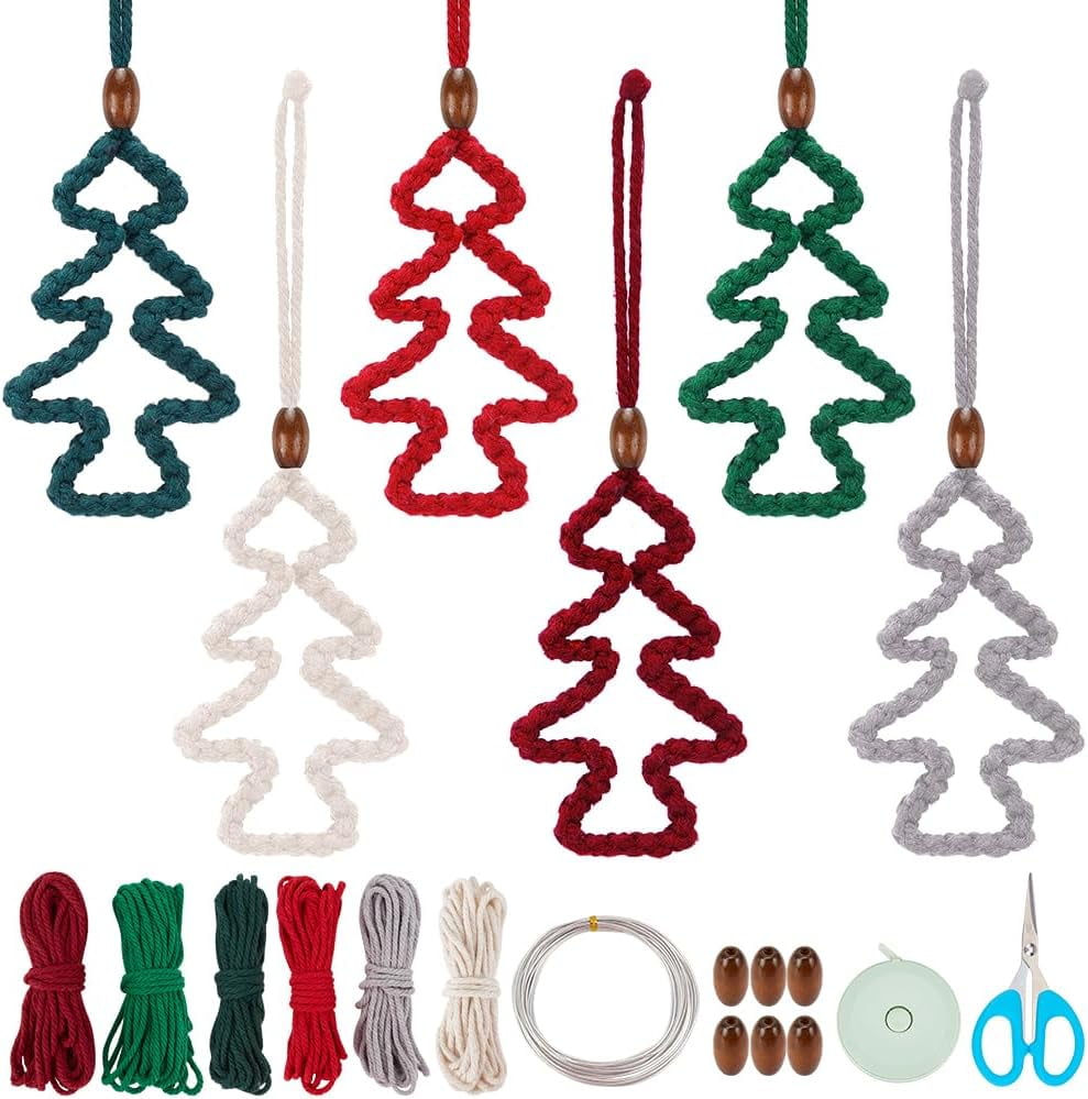 6 Sets Macrame Christmas Tree Kit Christmas Macrame Kit with ...