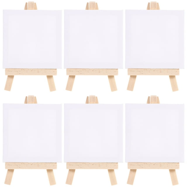 6 Sets Mini Paint Canvas Small Canvases for Painting Easel Complete and ...