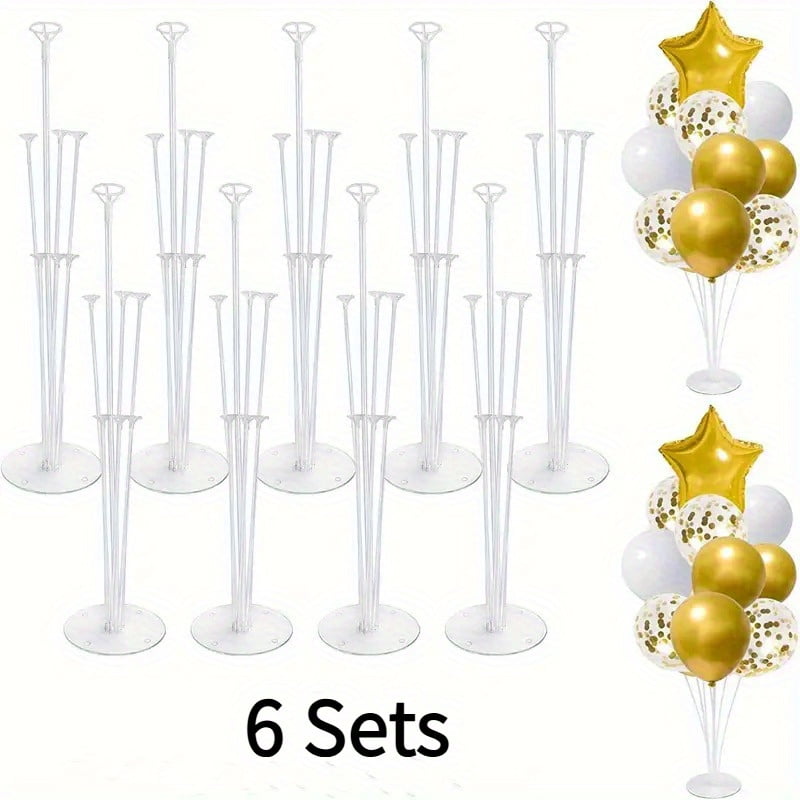 6 Sets PVC Balloon Stand Kit - Adjustable Centerpiece Poles for ...