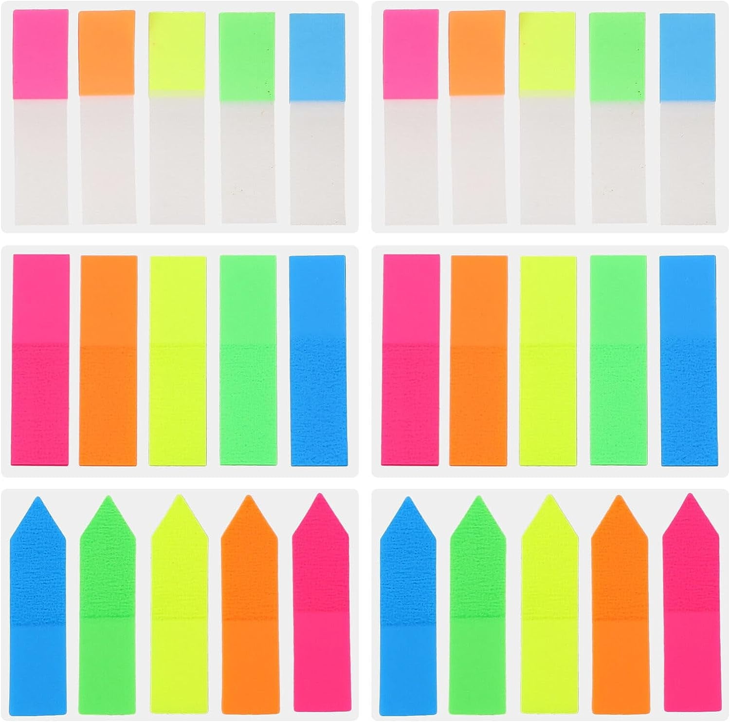 6 Sets Page Markers Colored Sticky Tabs Arrows Flags Fluorescent Index ...
