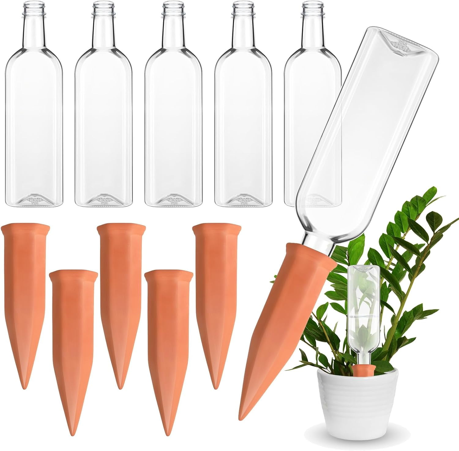 6 Sets Plant Watering Devices with 6 Pcs Self-Watering Spikes, 6 Pcs 25 ...