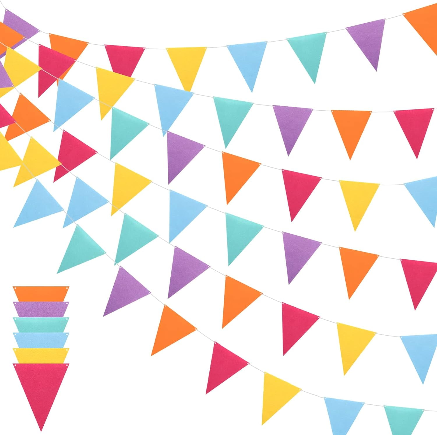 6 Sets Rainbow Pennant Banner Flags Garland Multicolor Bunting String ...