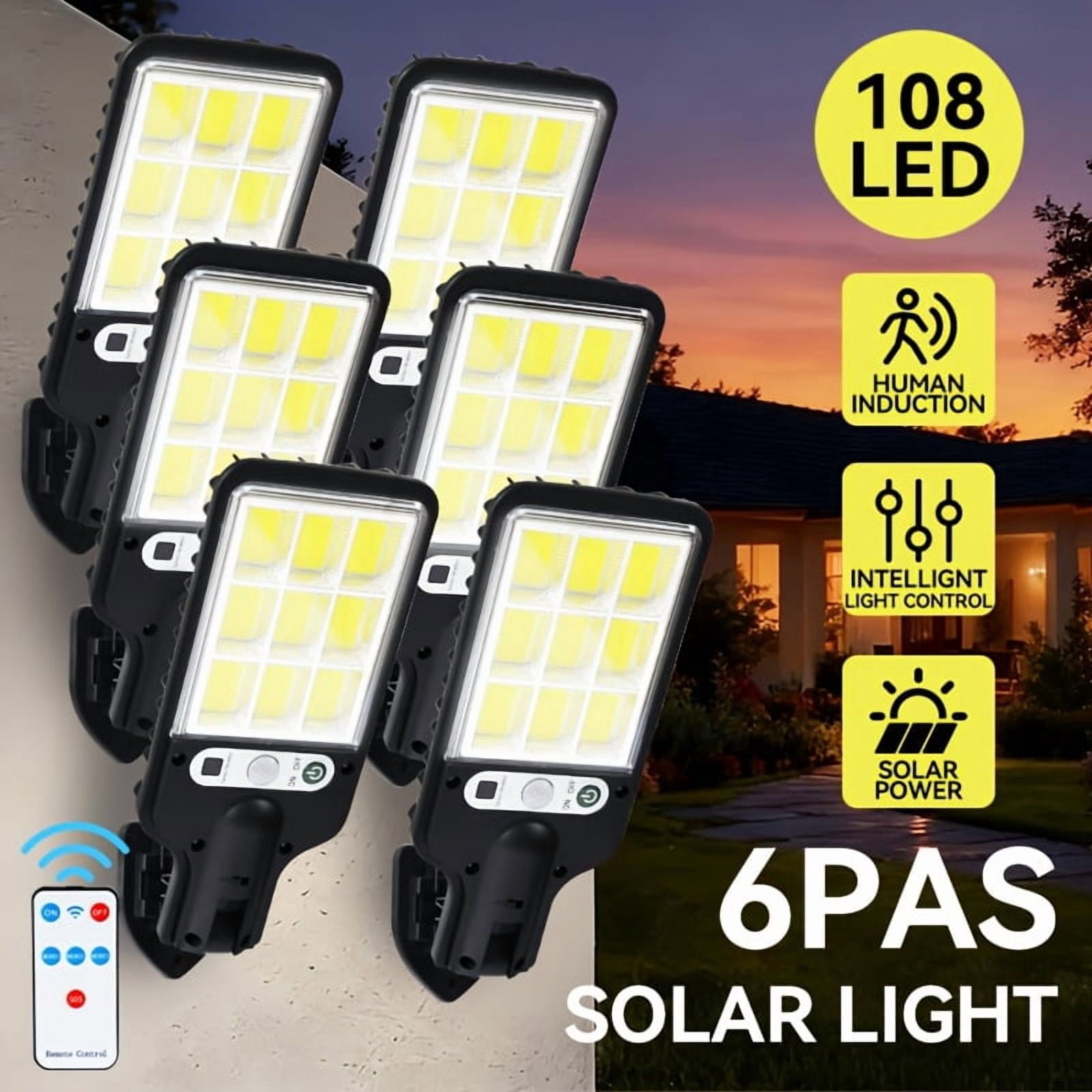 6 Sets Solar Outdoor Lights 108COB LED, IPX4 Waterproof Solar Wall ...
