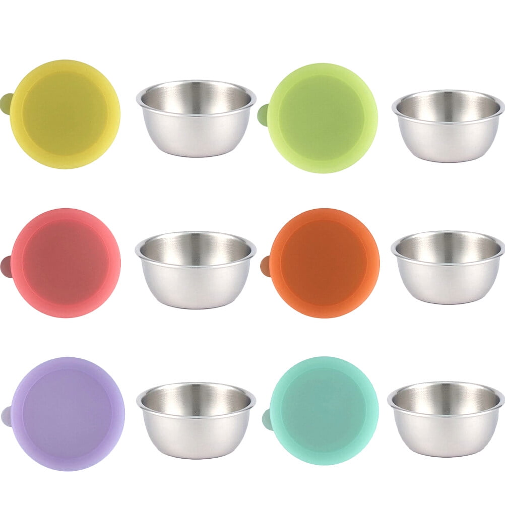 6 Sets Stainless Steel Sauce Cup Dipping Bowl Small Stand Container ...