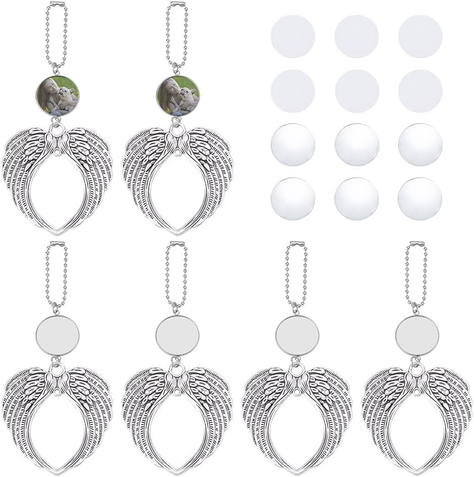 6 Sets Sublimation Trays Pendant Set Rhinestone Bezel Wing Pendant ...