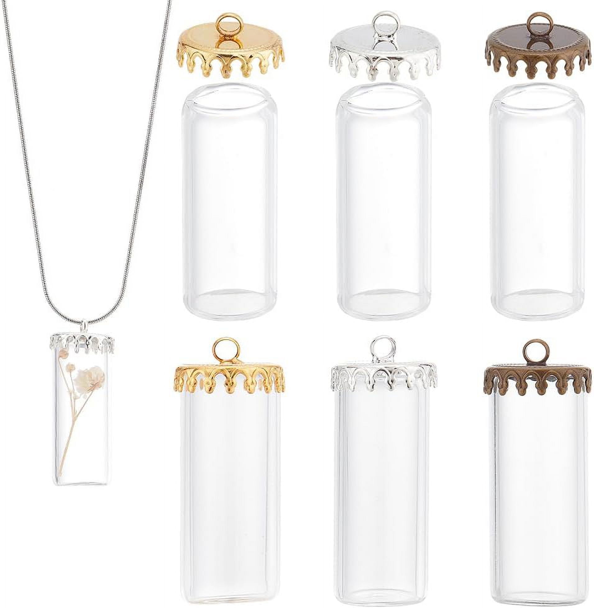 6 Sets Tube Glass Vial with Brass Stopper 3 Colors Clear Glass Vial ...