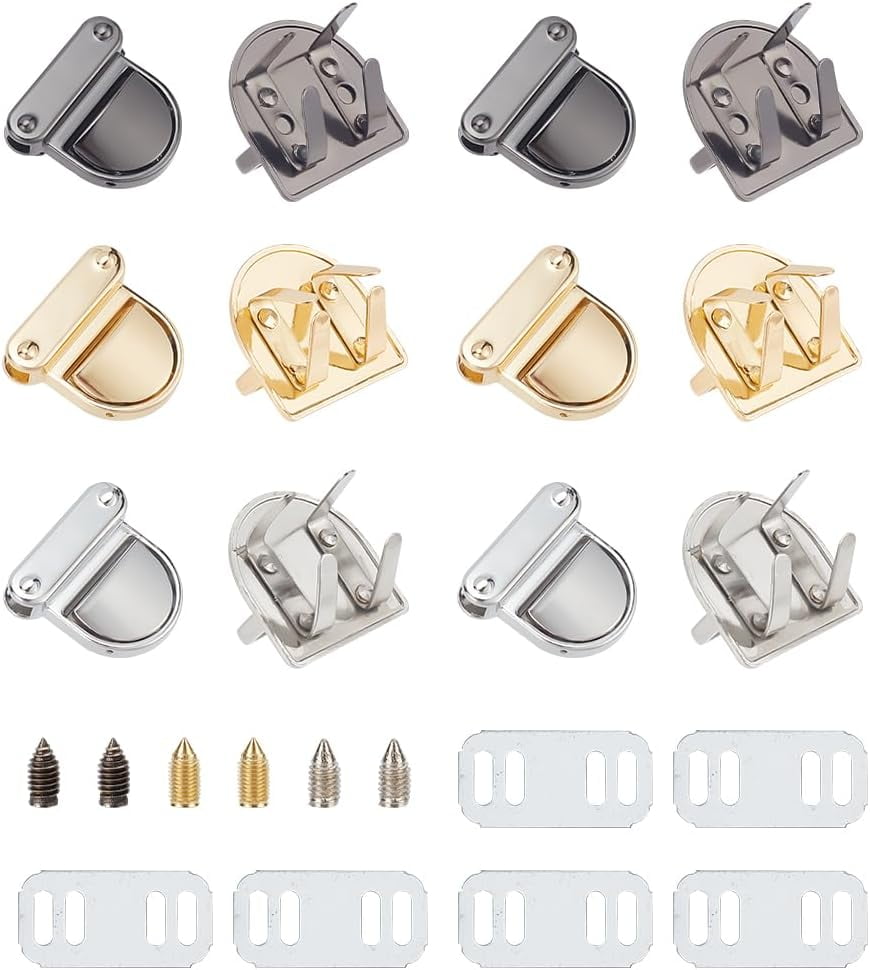 6 Sets Tuck Lock Clasp Catch 3 Colors Purse Thumb Lock Duck Tongue Lock ...