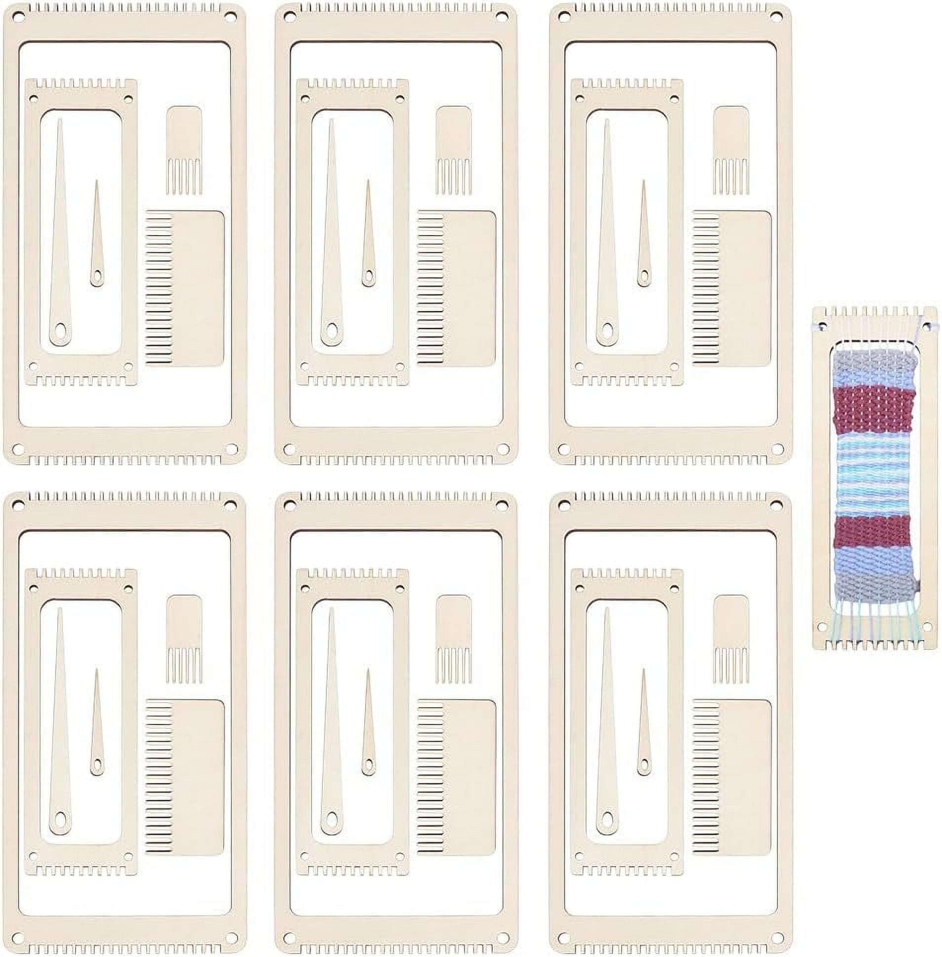 6 Sets Wood Weaving Loom Kit Bookmark Weaving Loom with Weaving Comb ...