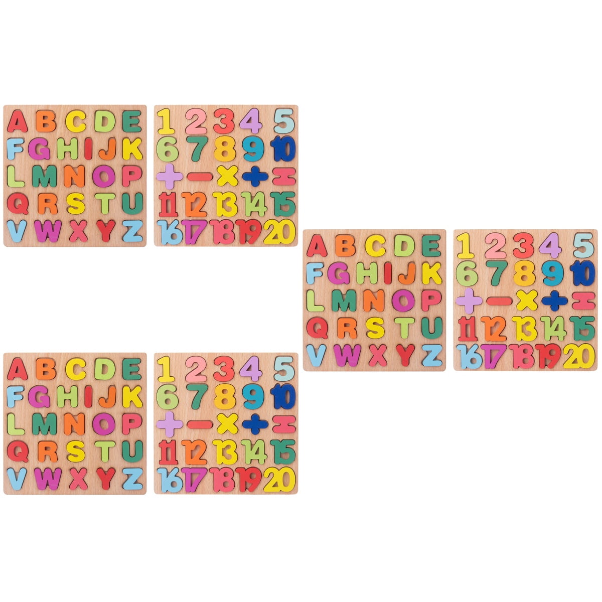 6 Sets of Children Alphabet Puzzles Wood Alphabet Number Learning ...