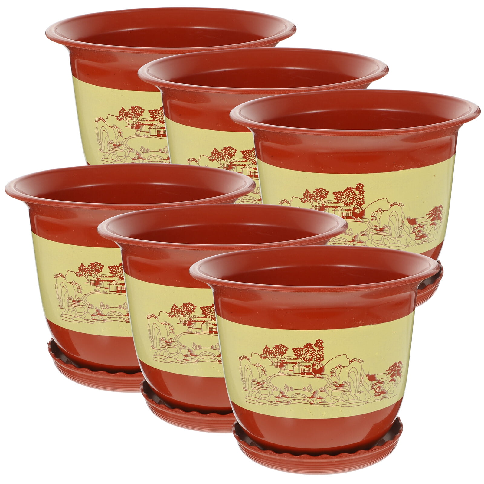 6 Sets of Orchid Pot Plastic Planter with Saucer Flower Plant Pot ...