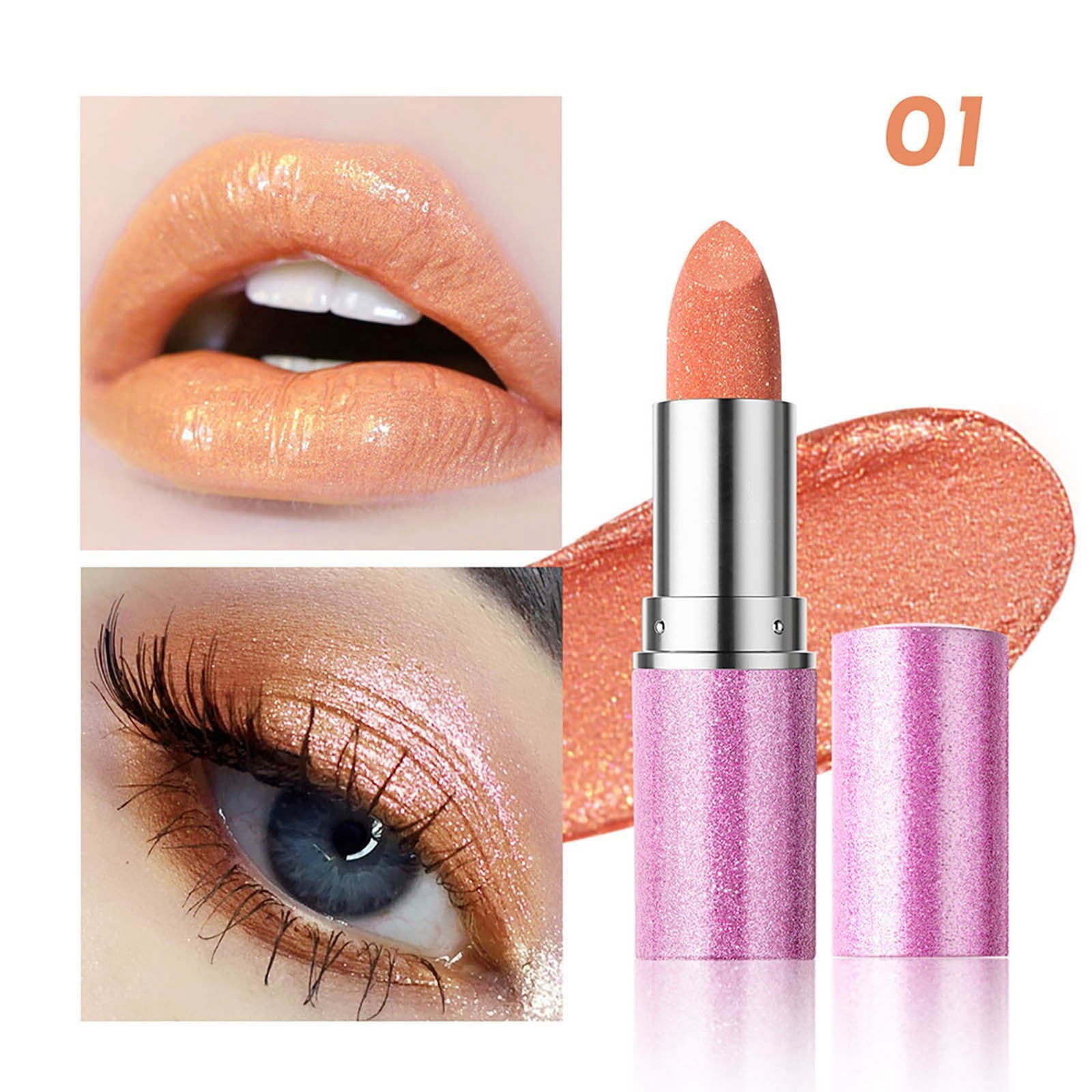 6 - Shade Lipstick & Face Highlighter - Color - Shifting, Fine Glitter ...