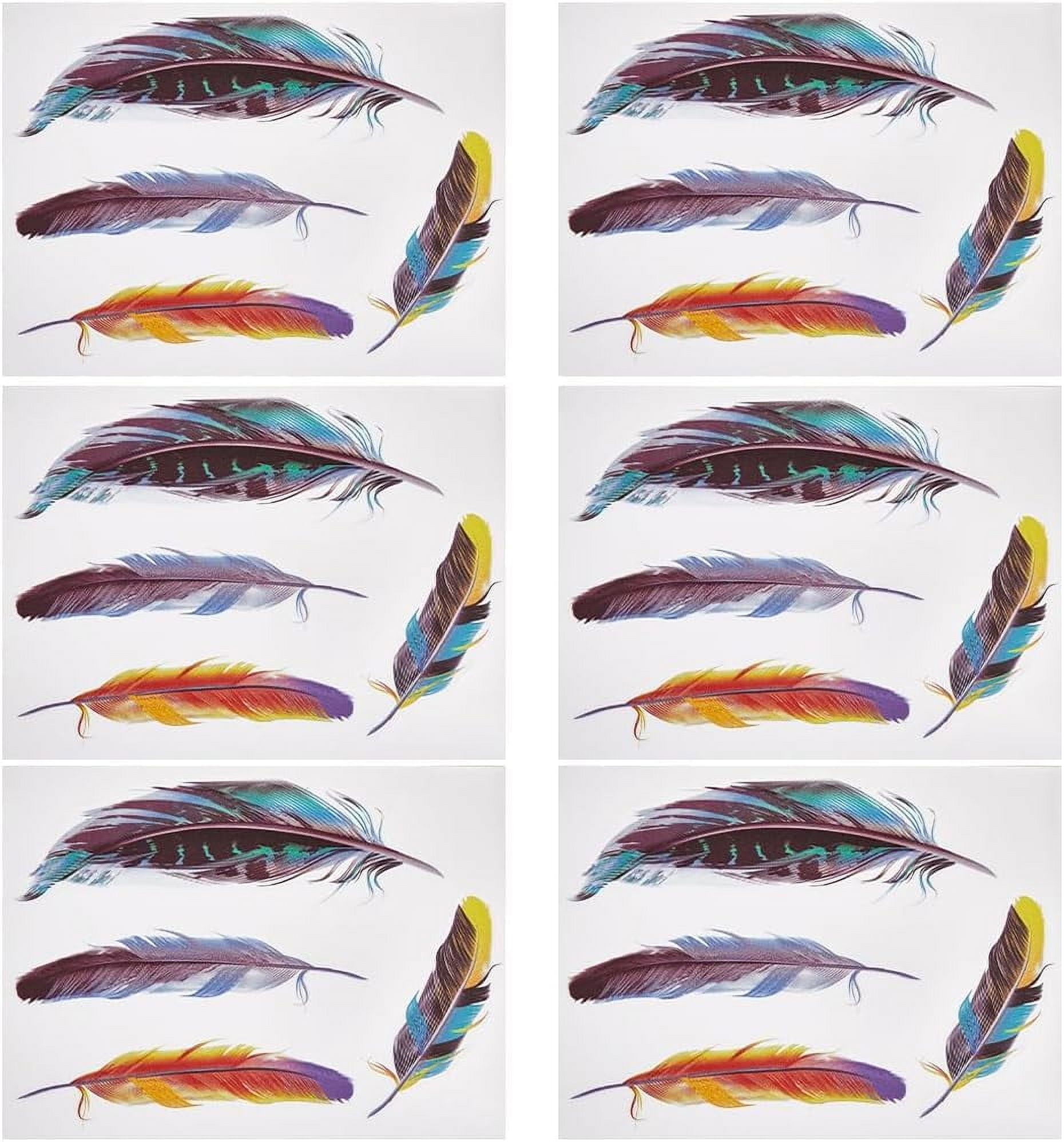 6 Sheet 3D Feather Car Sticker 24PCS Feather Car Rear View Mirror ...