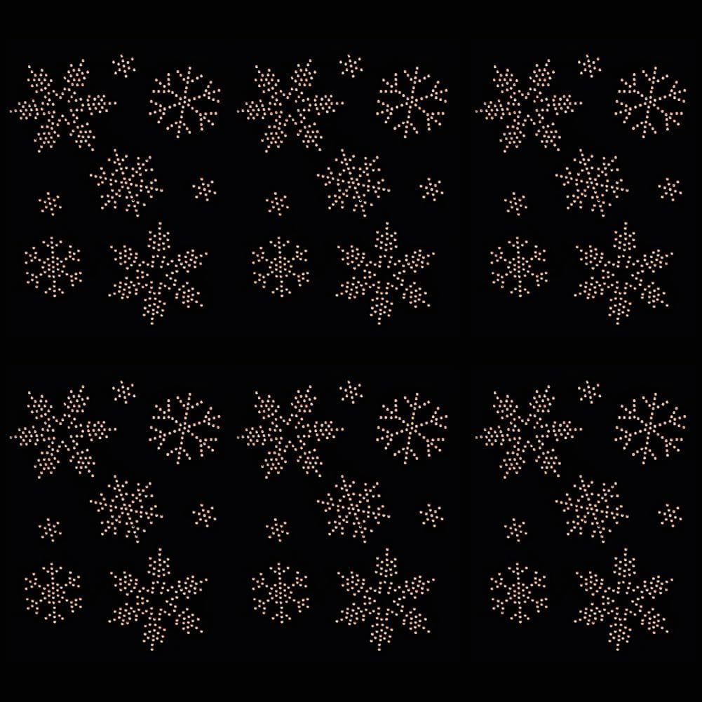 6 Sheet Multi-Snowflake Shape Glass Rhinestone Hotfix Appliques Bisque ...