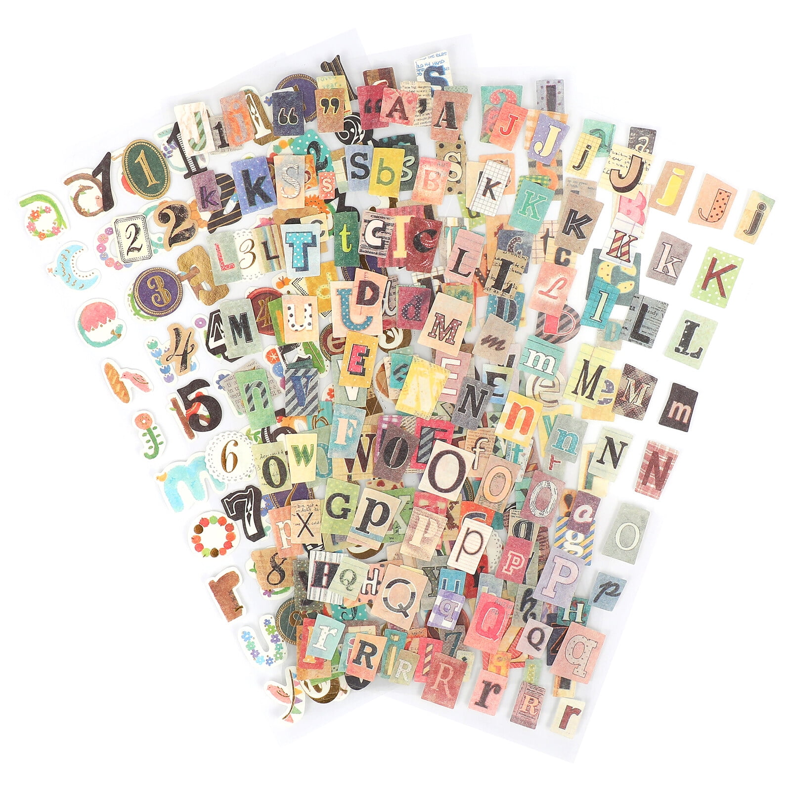 6 Sheet Scrapbook Stickers Graffiti Vintage Letters Numbers Self ...