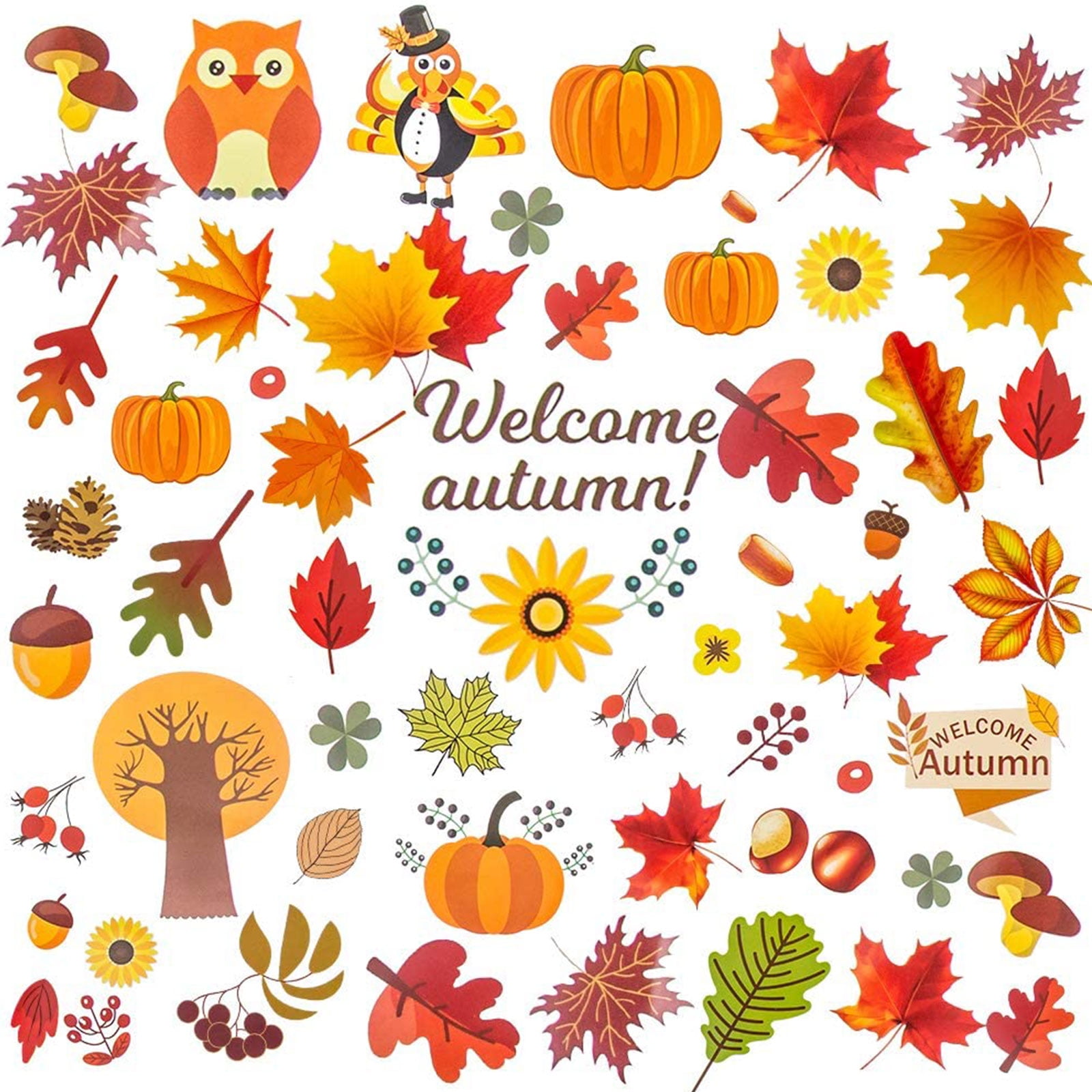 6-Sheet Thanksgiving Window Clings Stickers Fall Decorations Holiday ...