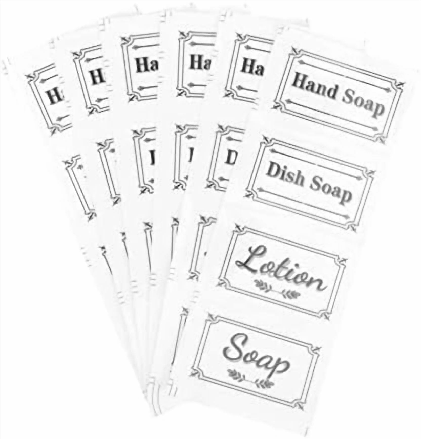 6 Sheet Transparent Bottle Labels for Bathroom Waterproof Hand Soap ...