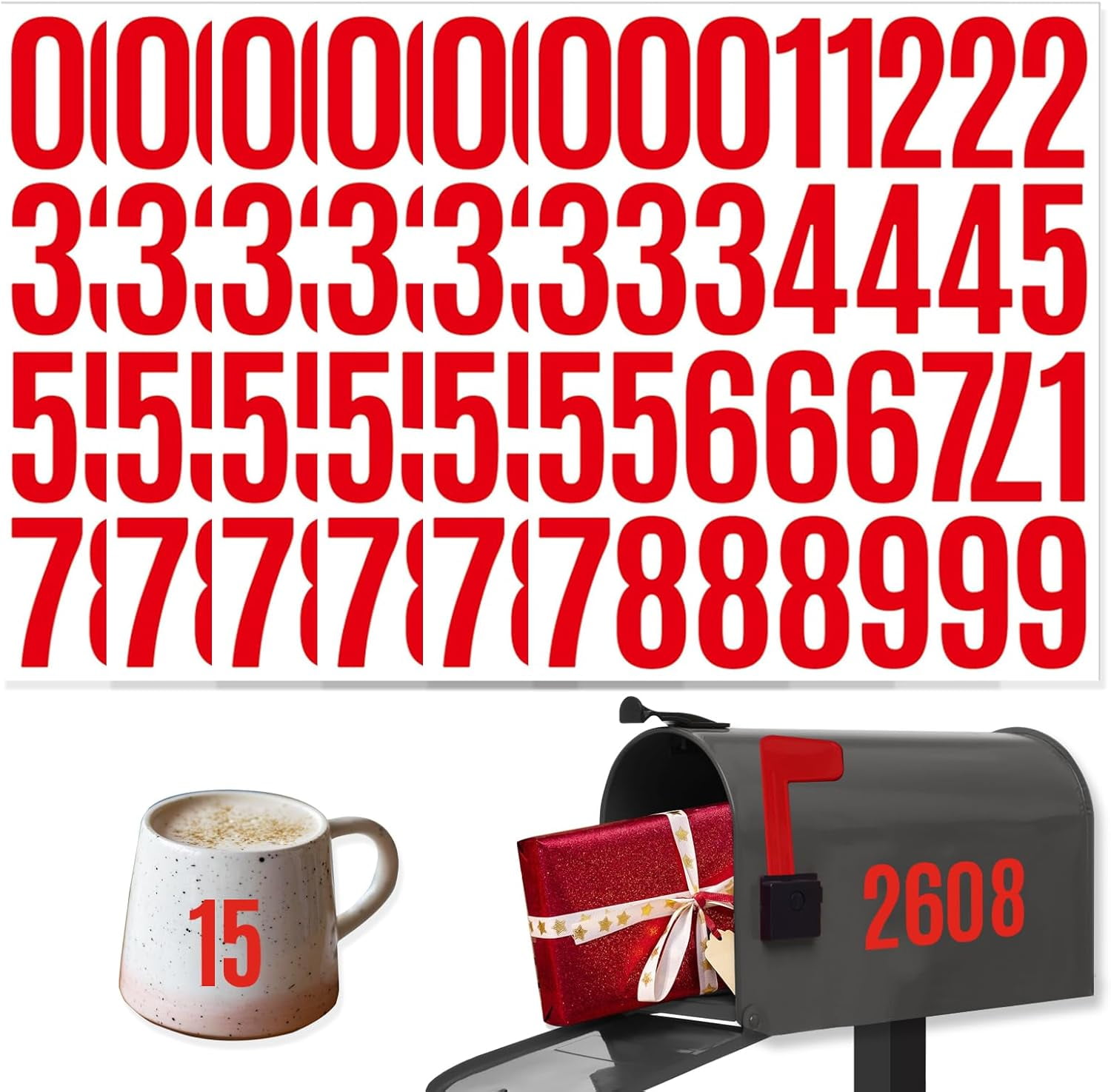 6 Sheets 2 Inch Mailbox Numbers Stickers Vinyl Decals,Self Adhesive ...