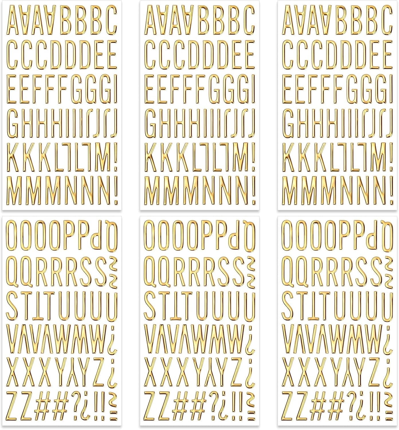 6 Sheets 3D Gold Letter Stickers, Foam Alphabet Stickers and Number ...