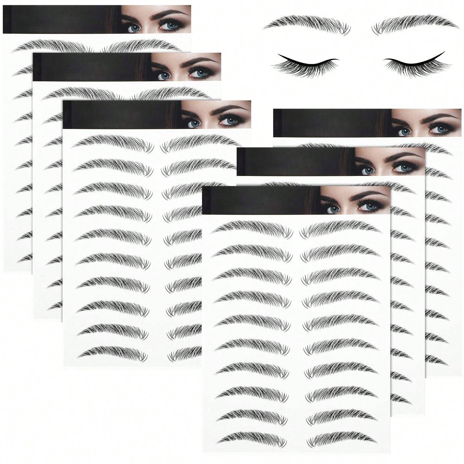 6 Sheets 4D Hair-Like Waterproof Eyebrow Tattoos Stickers - Temporary ...