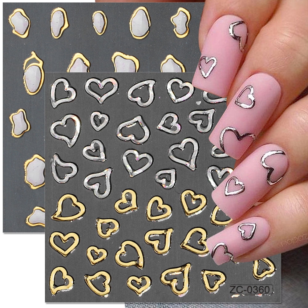 6 Sheets 5D Crystal Soft Glue Embossed Nail Stickers, Irregular ...