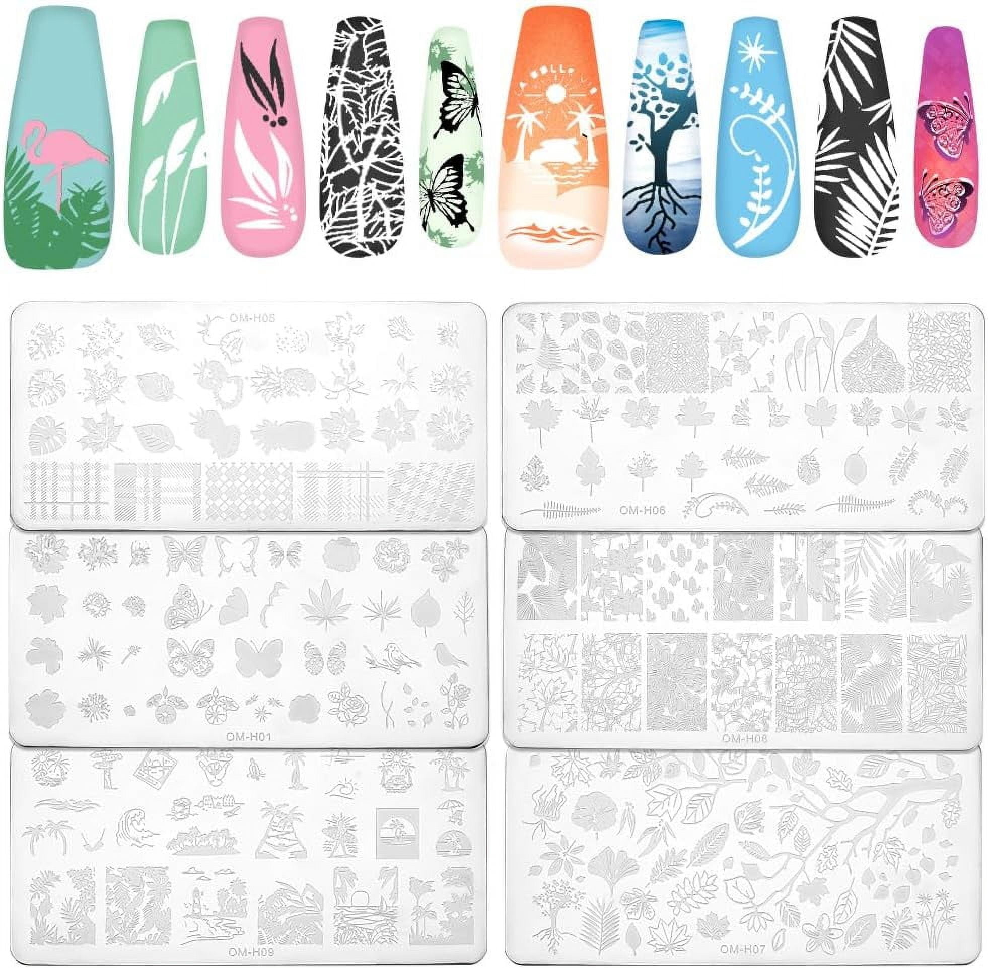 6 Sheets 6 Style 410 Stainless Steel Nail Art Stamping Plates Nail ...