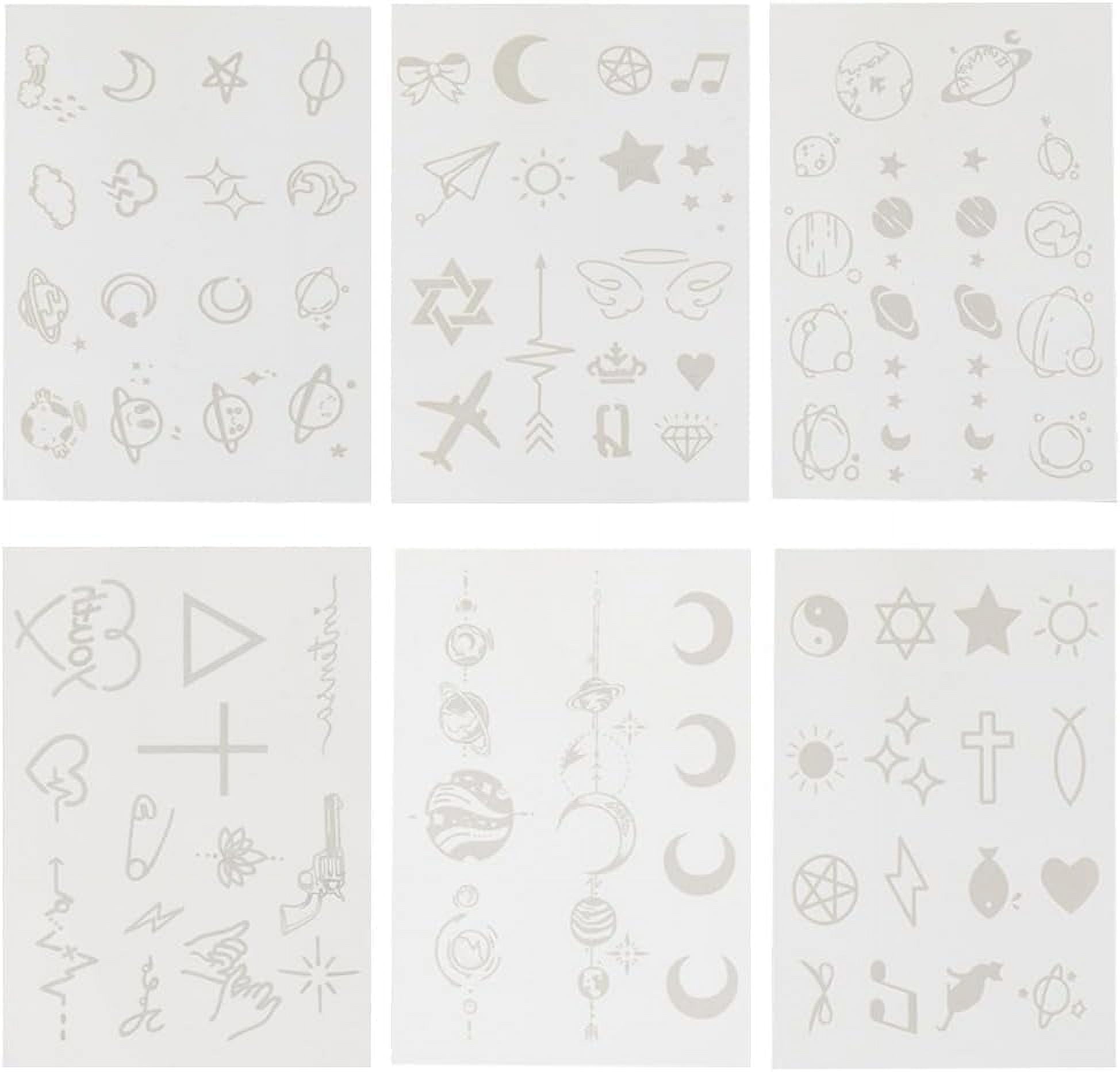 6 Sheets 6 Styles Simple Temporary Tattoo Moon Tattoos Removable Body ...