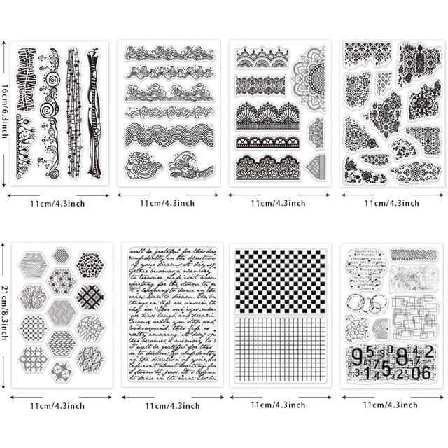 6 Sheets Art Painting Background Clear Stamps Transparent Decorative ...