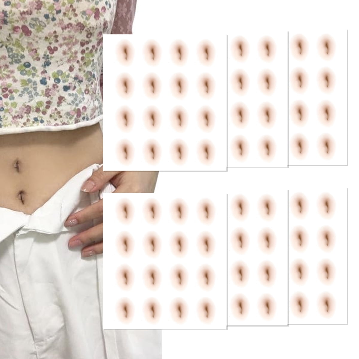 6 Sheets Belly Button Tattoo Sticker Disposable Fake Navel Stickers ...
