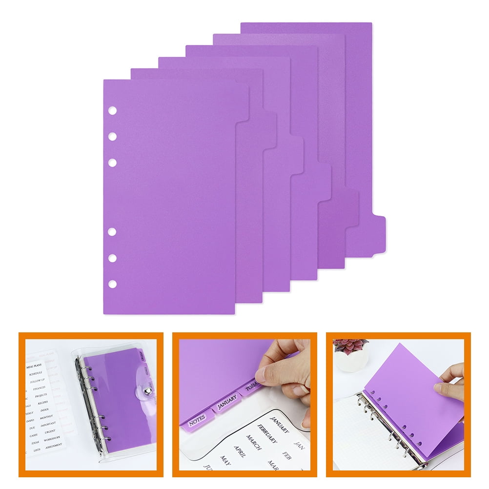 6 Sheets Binder Paper Dividers Binder Dividers with Tabs 6 Hole Punch ...