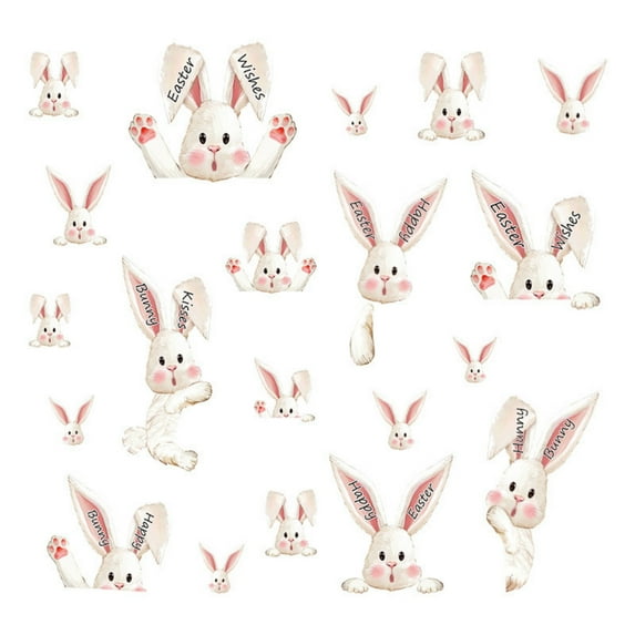 6 Sheets Easter Bunny Window Clings Happy Easter Window Stickers Easter ...