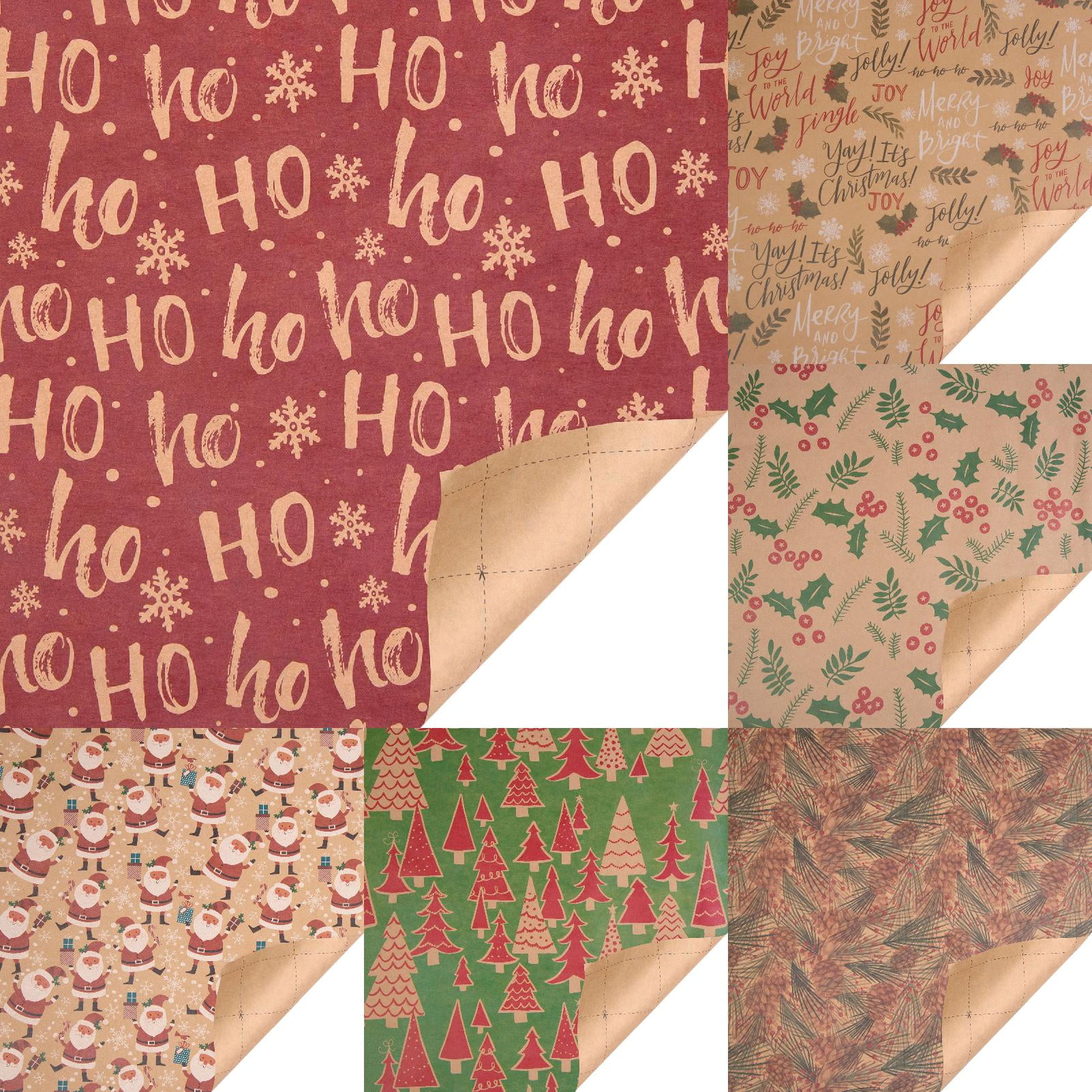 6 Sheets Folded Large Sheets of Christmas Wrapping Paper Traditional ...